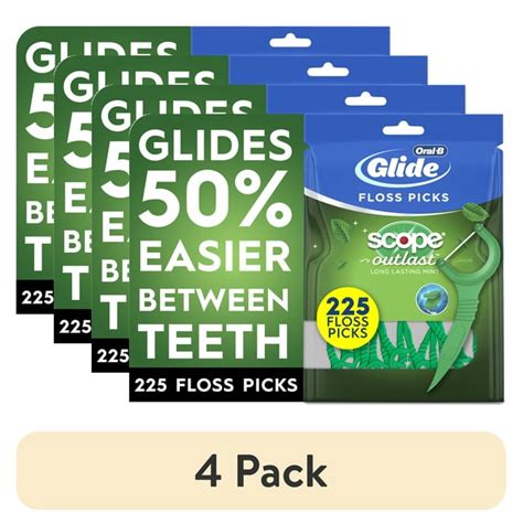 4 Pack Oral B Glide With Scope Outlast Dental Floss Picks Mint