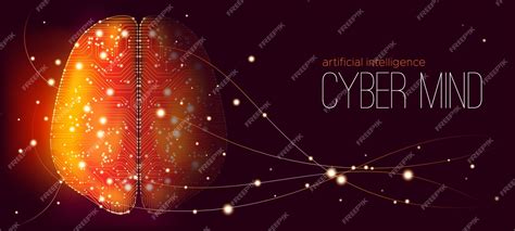 인공 지능과 사이버 마인드 개념 프리미엄 벡터