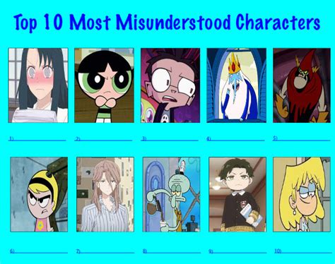 My Top 10 Most Misunderstood Characters By Hayaryulove On Deviantart