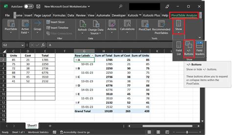 How To Hide Expand Collapse Button In Pivot Table