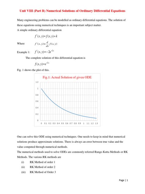 Unit Viii Part B Numerical Solutions For Odes Pdf Numerical