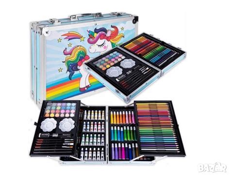 Комплект за рисуване и оцветяване в метален куфар Еднорог 145 части в Други игри в гр Белово