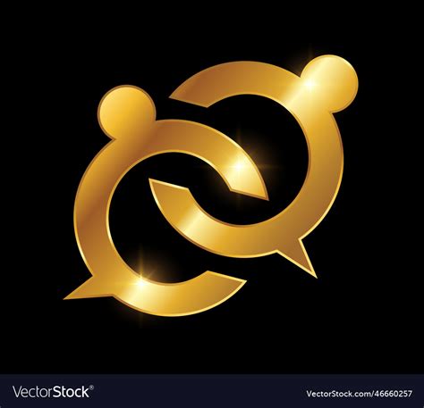 Golden Chat People Logo Icon Royalty Free Vector Image