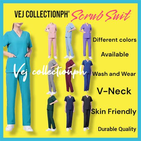 V Neck Scrub Suit Plain Medical Uniform Scrubsuit Unisex Lazada Ph
