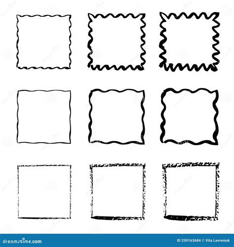 Grunge Frames Vector Set Grunge Ink Illustration Grunge Style Set Of Square Shapes Stock