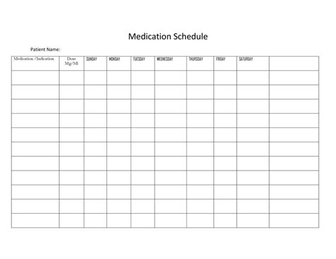 Medication Chart Template Word