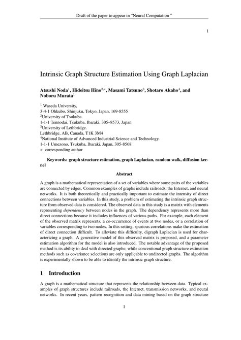 Pdf Intrinsic Graph Structure Estimation Using Graph Laplacian