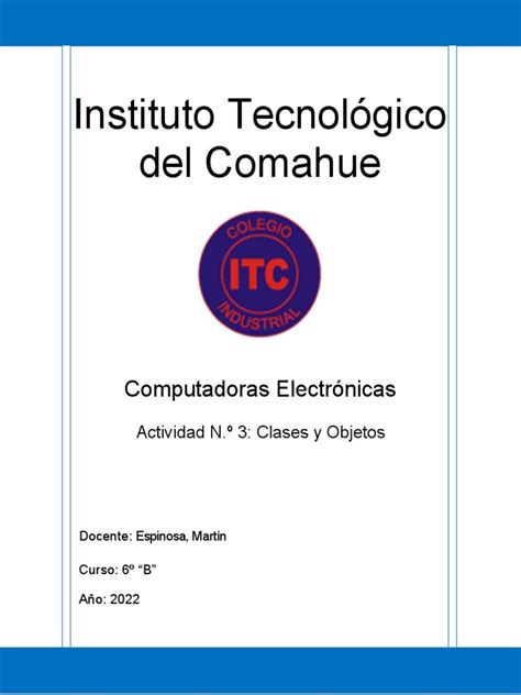 Act003 Clases Y Objetos Pdf Archivo De Computadora Constructor Programación Orientada A