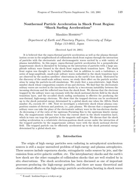 pdf nonthermal particle acceleration in shock front region ``shock