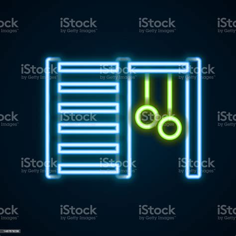 빛나는 네온 라인 나무 스웨덴 벽 아이콘은 검은 배경에 분리되어 있습니다 스웨덴 계단 다채로운 개요 개념입니다 벡터 개념에 대한 스톡 벡터 아트 및 기타 이미지 Istock
