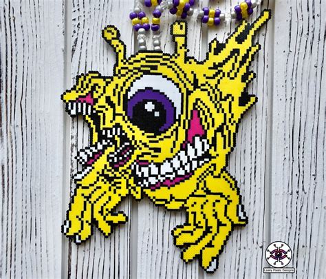 Yellow Subtronics Cyclops Perler Necklace Rave Perler Edm Perler Kandi Necklace Perler
