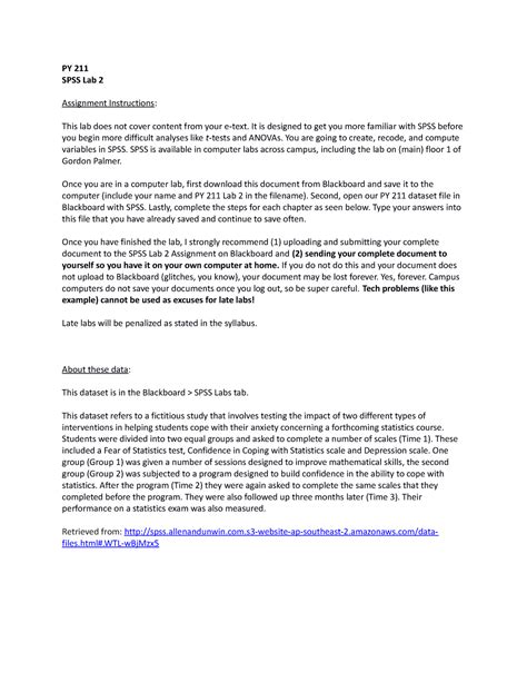 Py 211 Spss Lab 21 Spss Lab Py 211 Spss Lab 2 Assignment