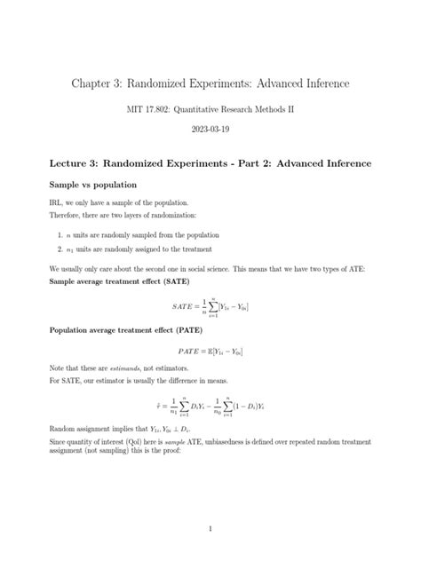 Chapter 3 Randomized Experiments Advanced Inference Pdf Variance