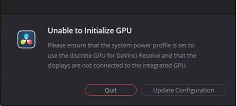 Davinci Resolve Unable To Initialize Gpu After Nvidia Update