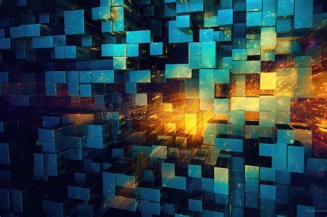 Fusion Of Geometric Shapes Metallic Surfaces And Illuminated Lines Generative Ai Stock