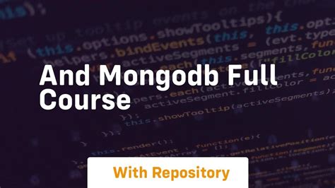 and mongodb full course youtube