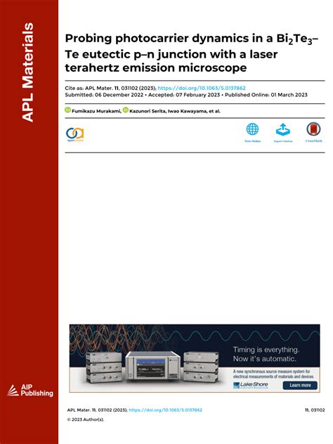 Pdf Probing Photocarrier Dynamics In A Bi 2 Te 3 Te Eutectic P N Junction With A Laser