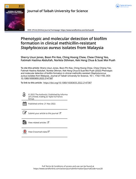 Pdf Phenotypic And Molecular Detection Of Biofilm Formation In Clinical Methicillin Resistant