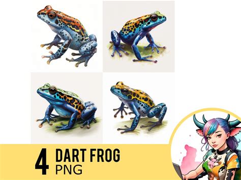 Dart Frog Watercolor PNG Clipart Frog Portrait PNG Watercolour Instant Download Commercial