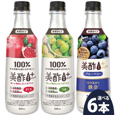 美酢 [日本正規品] 美酢プラス 6本セット 3種類から選べる ミチョ プラス ざくろ ウメ 梅 ブルーベリー 韓国 ドリンク 果実酢