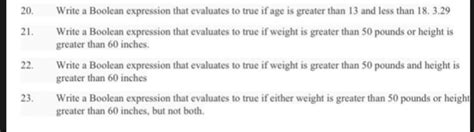20 Write A Boolean Expression That Evaluates To True