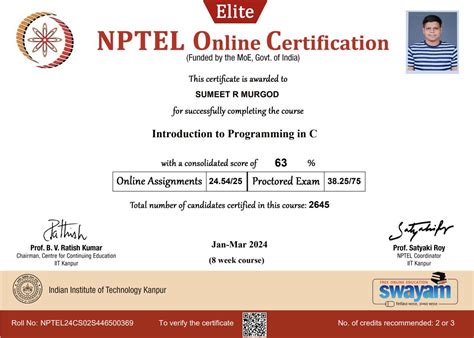 Sumeet Murgod On Linkedin Nptel Programming Cprogramming Iitkanpur