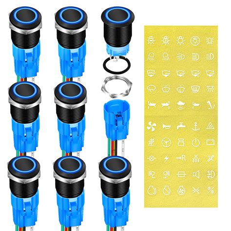 Daiertek 19mm 12v Latching Push Button Switch On Off Black Metal Pre
