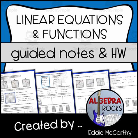 Into To Linear Functions Guided Notes Homework Set By Teach Simple