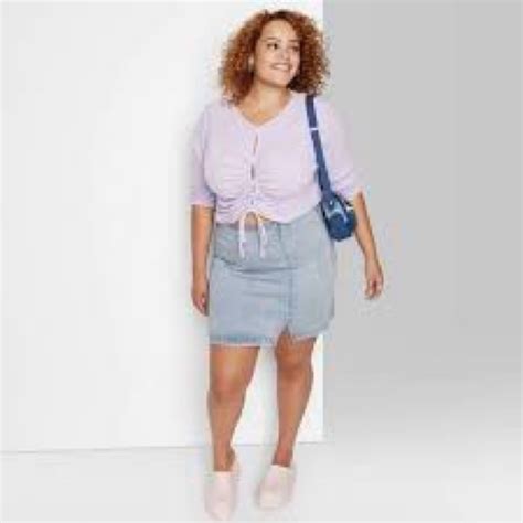 Wild Fable Skirts Womens Notch Front Seamed Denim Mini Skirt Wild