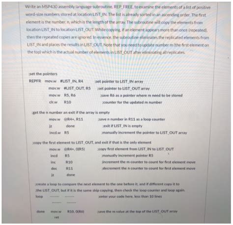 Solved Write An Msp430 Assembly Language Subroutine Rep