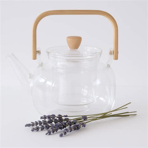 Clear Borosilicate Glass Tea Kettle With Removable Infuser Rooted Vines