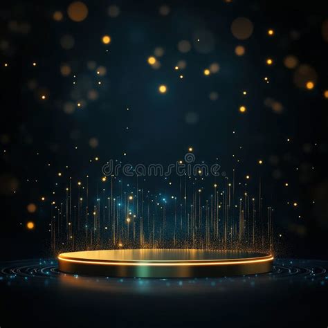 Golden Stage With Abstract Glowing Lights And Bokeh Stock Illustration Illustration Of Bokeh