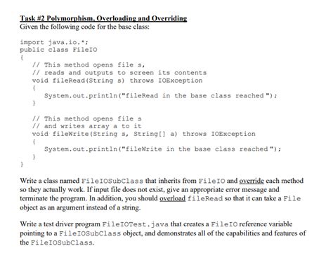 Solved Task 2 Polymorphism Overloading And Overriding