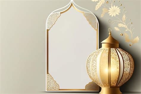 기본 흰색과 금색 구성표가 있는 이슬람 배경 프리미엄 사진