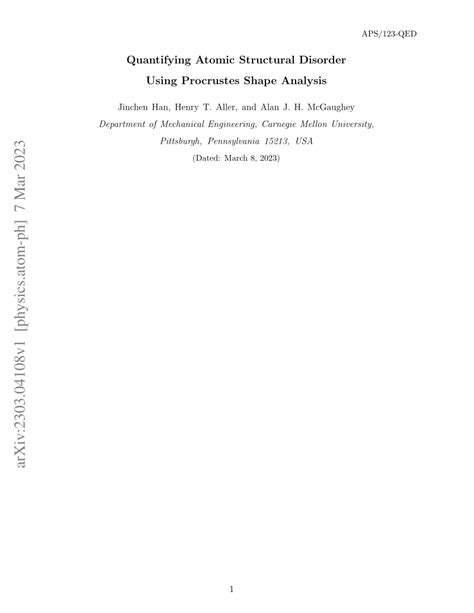 Pdf Quantifying Atomic Structural Disorder Using Procrustes Shape