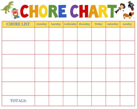 Free Printable Blank Chore Chart Chore Chart Free Printable