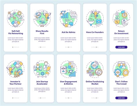 Premium Vector Attracting Investors Methods Onboarding Mobile App Screen Set