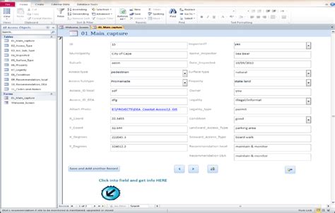 Screenshot Of Data Capturing Form Of Ms Access Based Coastal Access