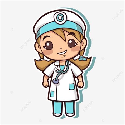 Cute Nurse Icon Isolated On Blue Vector Clipart Nurse Clipart Cute