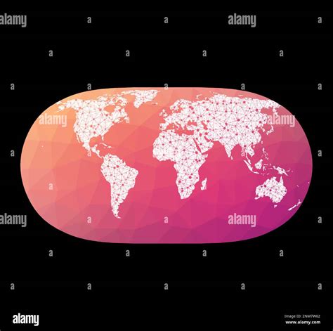 World Network Map Natural Earth Ii Projection Wired Globe In Natural Earth 2 Projection On