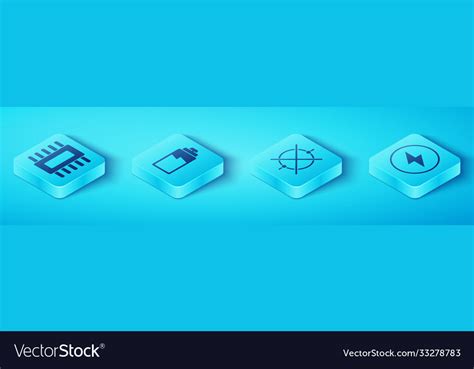Set Isometric Processor With Microcircuits Cpu Vector Image