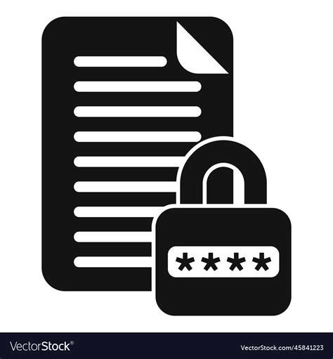 Document Password Protection Icon Simple Vector Image