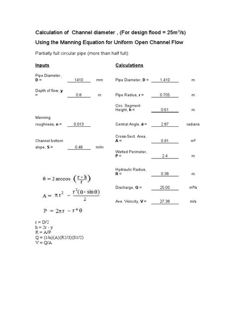 Calculation Of Discharge Pdf Fluid Dynamics Chemical Engineering
