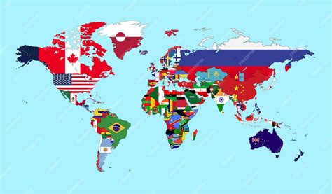 World Map Flags And Names Premium Vector
