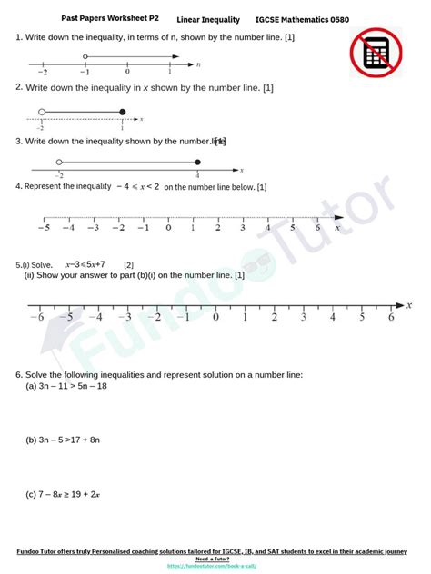 Igcse Math 0580 Linear Inequalities Past Paper Worksheet P2 Pdf