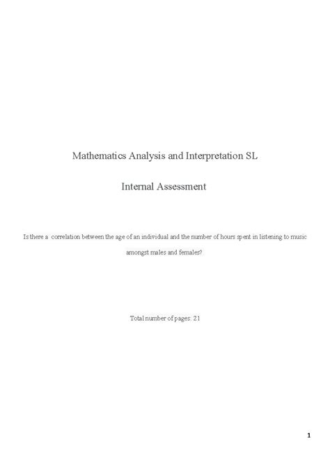 Math Analysis Ia Research Paper Mathematics Analysis And Interpretation Sl Internal Assessment