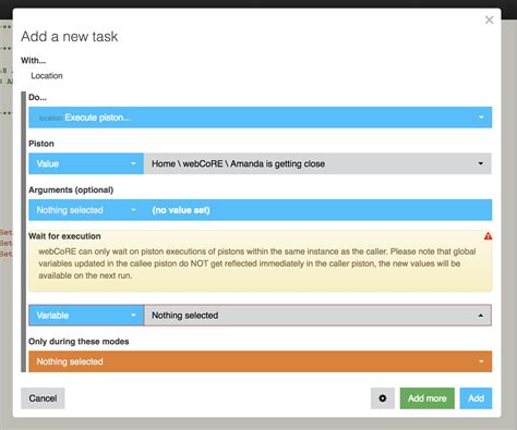 Action To Run A Piston Return Value Piston Design Help WebCoRE