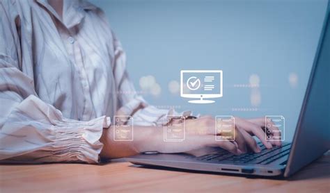 Premium Photo Woman Hand Do Document Management System Dmsonline Documentation Database And