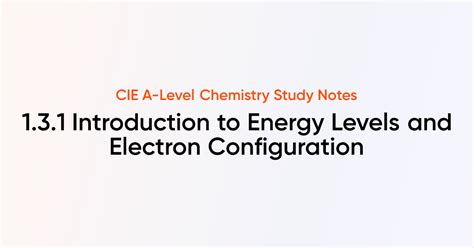 Introduction To Energy Levels And Electron Configuration 1 3 1 Cie A Level Chemistry Notes