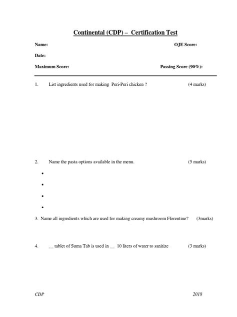 Cdp Certification Continental Pdf Western Cuisine Foods
